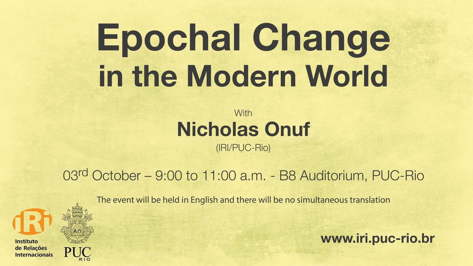 Epochal Change in the Modern World – IRI – Instituto de Relações ...