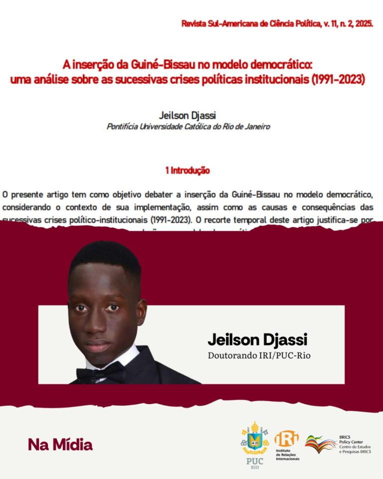 Doutorando do IRI/PUC-Rio, Jeilson Djassi, publicou artigo “A inserção ...