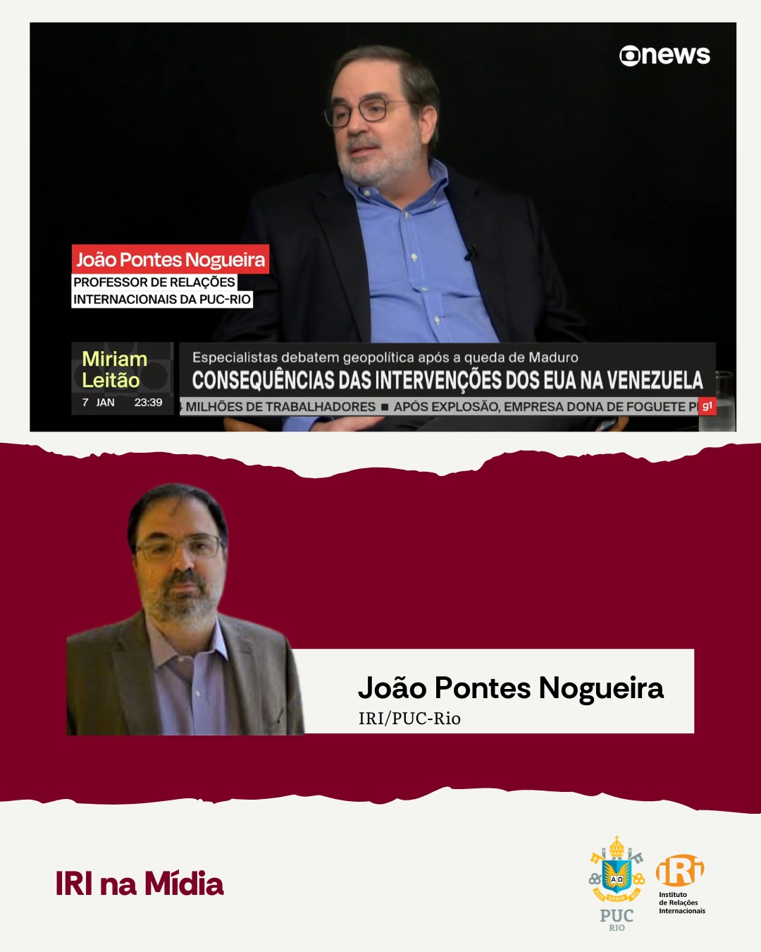 O professor do IRI/PUC-Rio, João Pontes Nogueira, concedeu entrevista ...